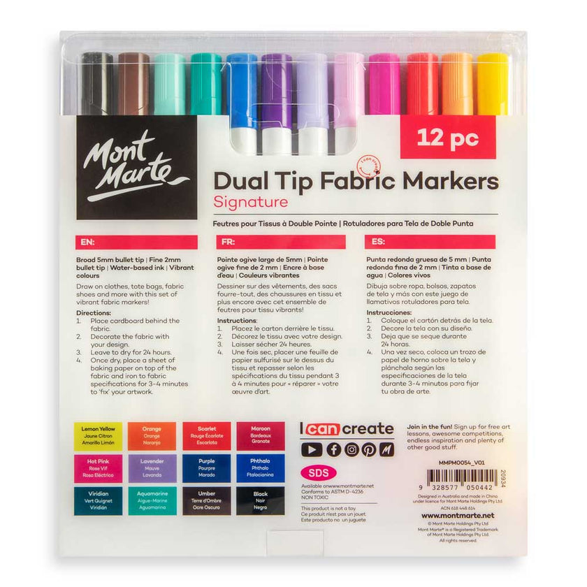 Textile / Fabric Markers - MontMarte Fabric Markers 12pc – LUMINO