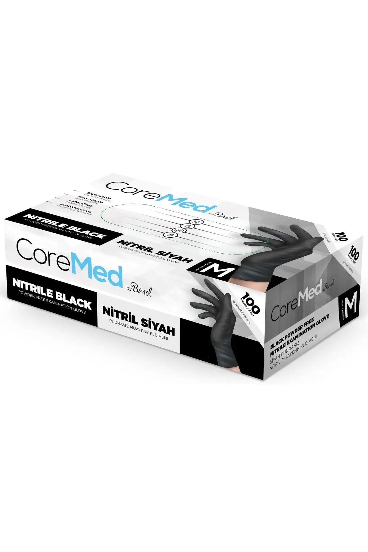 Black Nitrile Gloves 100pcs (Pack) M – LUMINO